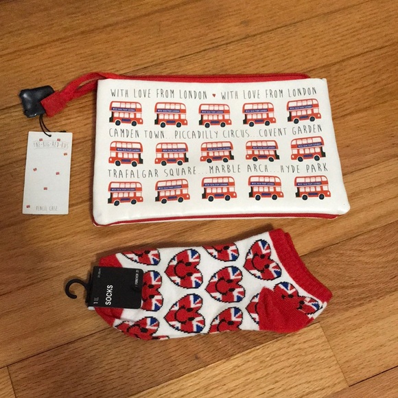 Forever 21 | Office | British Themed Pencil Case And Sock Bundle | Poshmark